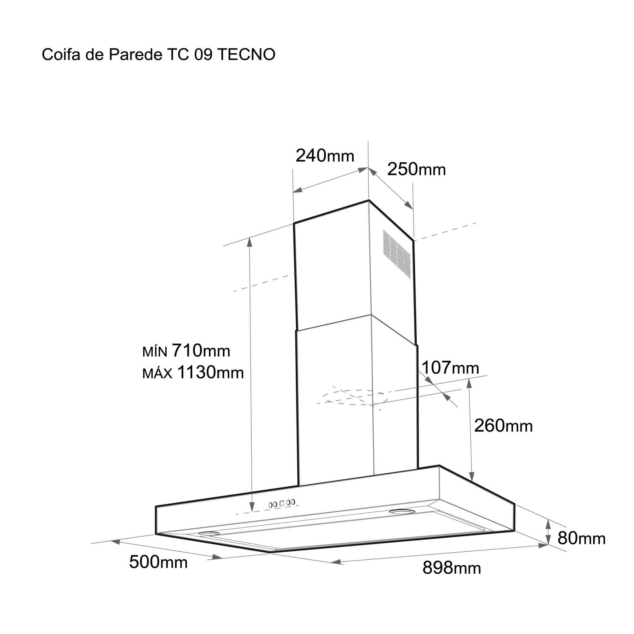Coifa de Parede TECNO 90cm Inox – Espaço Gourmet